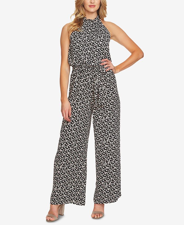 CeCe Floral-Print Belted Jumpsuit - Macy's