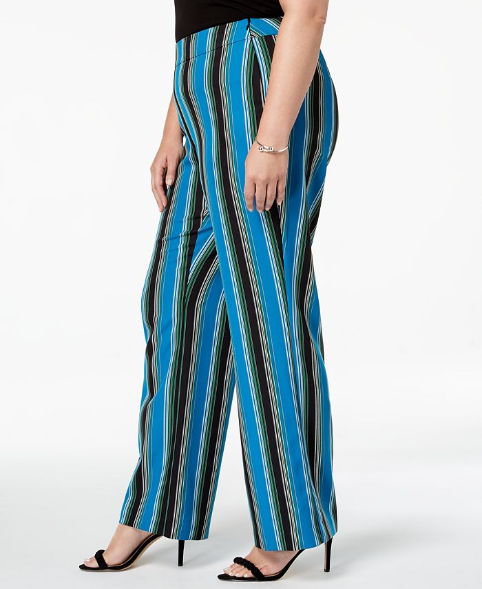 INC International Concepts I.N.C. Plus Size Striped Wide-Leg Pants ...