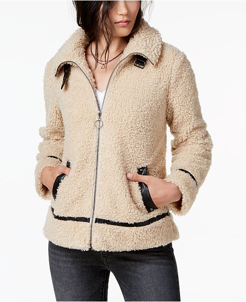 Madden Girl Juniors' Faux-Fur Teddy Jacket - Coats - Women - Macy's