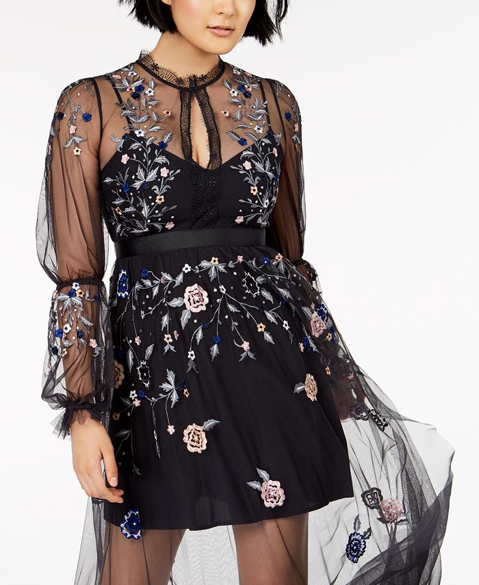 French Connection Embroidered Mesh Dress - Macy's