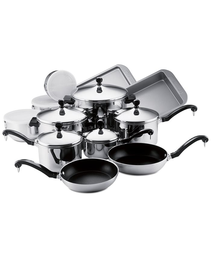 Farberware Classic Stainless Steel 17-Pc. Cookware Set - Macy's