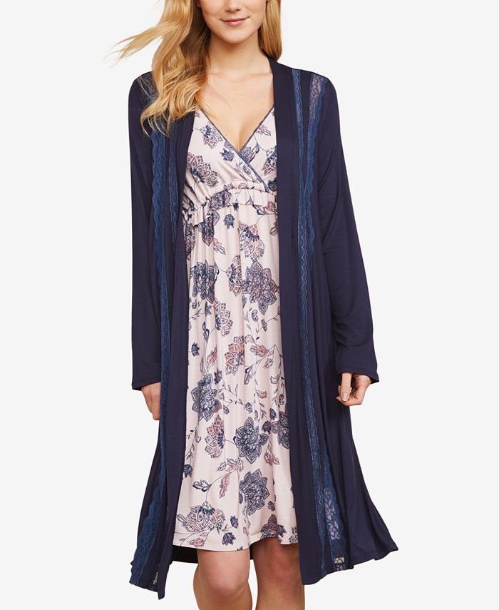 Jessica Simpson Nursing Lace-Trim Belted Robe - Macy's