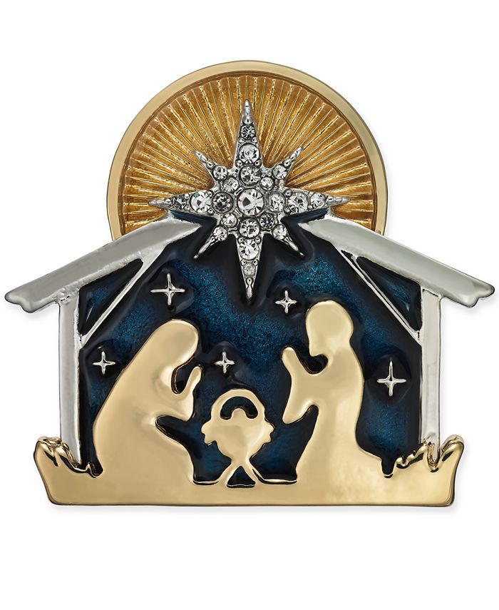 Charter Club Holiday Lane Two-Tone Pavé Nativity Pin, Created for Macy ...