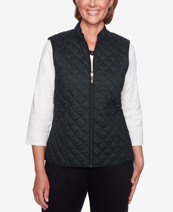 Alfred Dunner Petite Travel Light Cotton Reversible Puffer Vest - Macy's