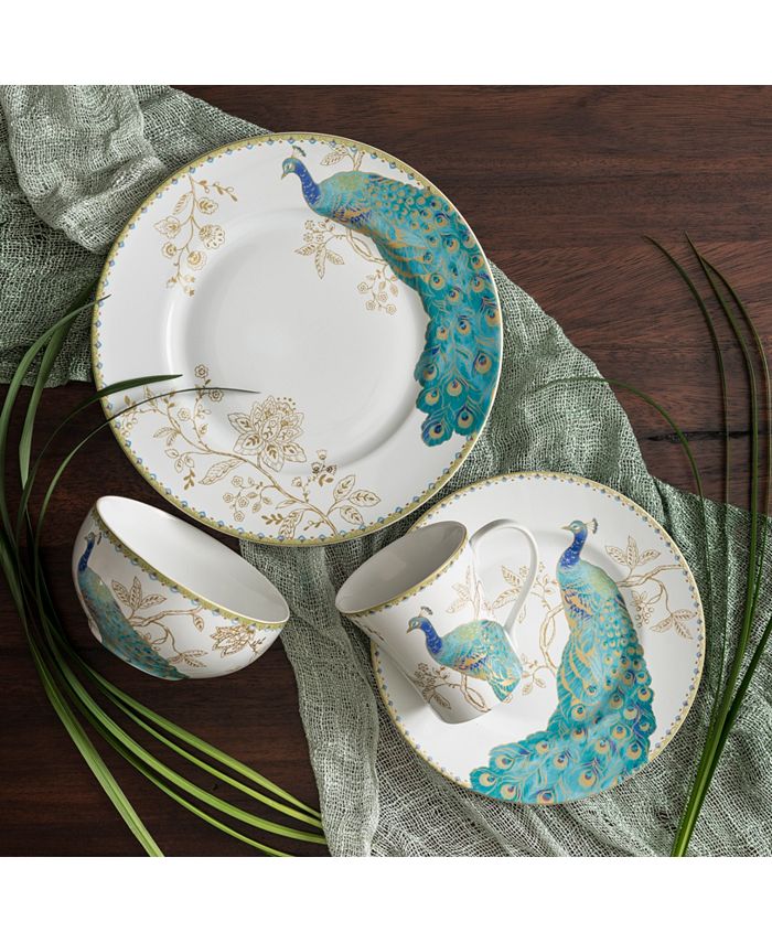 222 Fifth Peacock Garden 16 PC Dinnerware Set - Macy's