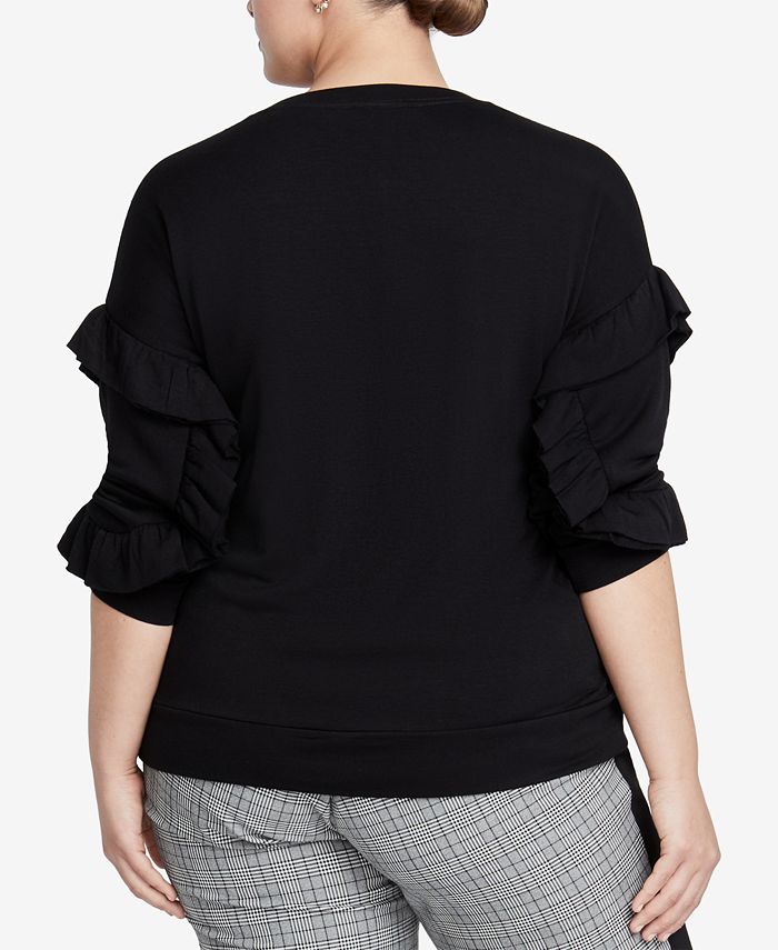 RACHEL Rachel Roy Trendy Plus Size Ruffled-Sleeve Top - Macy's