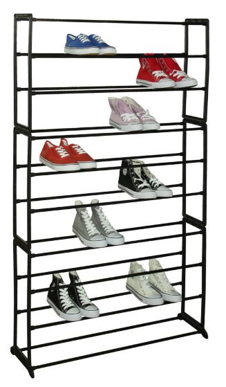 Sunbeam 50 Pair Metal and Plastic Shoe Rack, Black - Macy's