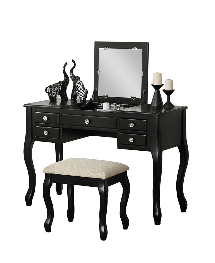 Poundex Vanity Set with Stool - Macy's