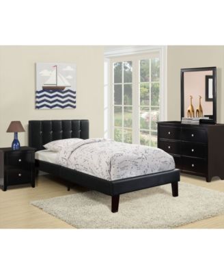 Twin Bed with Black Faux Leather Frame - Macy's