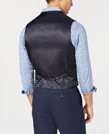 Tallia Men's Slim-Fit Blue Plaid Wool Vest - Macy's