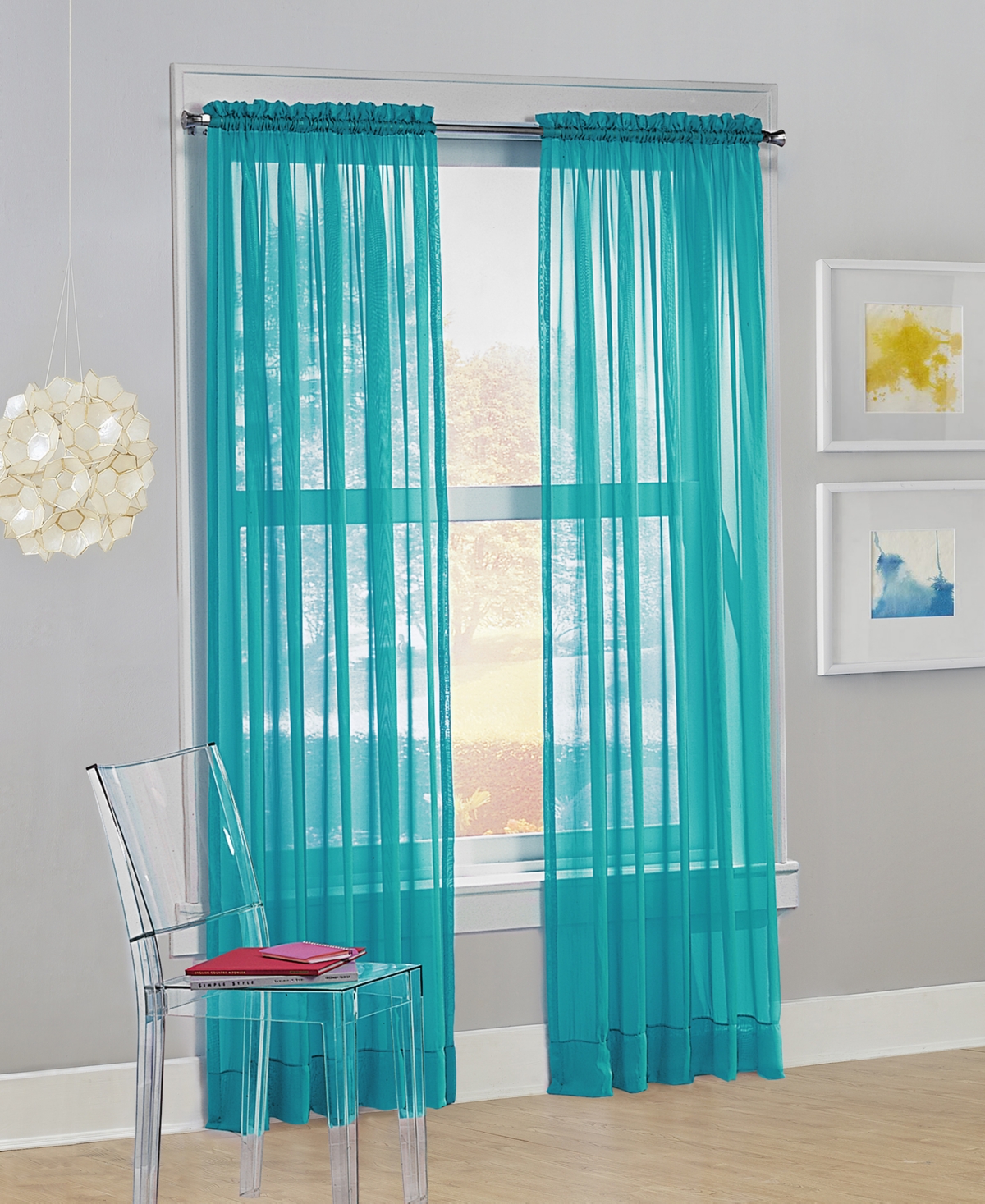 Click here for Calypso Sheer Voile Rod Pocket Curtain Panel - Sky prices