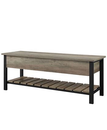 Walker Edison 48" Open-Top Storage Bench with Shoe Shelf - White Oak ...