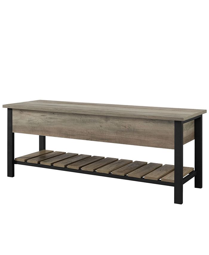 Walker Edison 48" Open-Top Storage Bench with Shoe Shelf - White Oak ...
