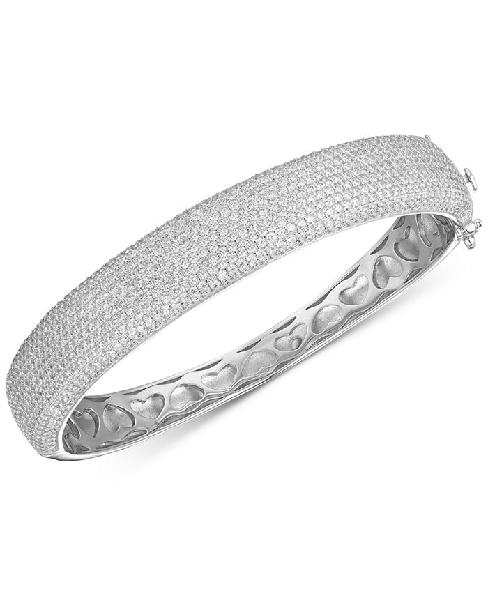 Tiara Cubic Zirconia Pavé Statement Bangle Bracelet in Sterling Silver ...