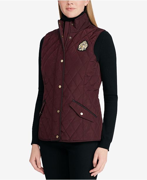 Lauren Ralph Lauren Faux-Leather-Trim Quilted Vest & Reviews - Coats ...