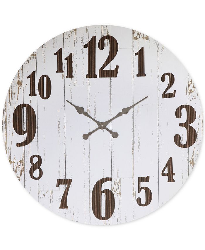 3R Studio Round MDF & Metal Clock - Macy's