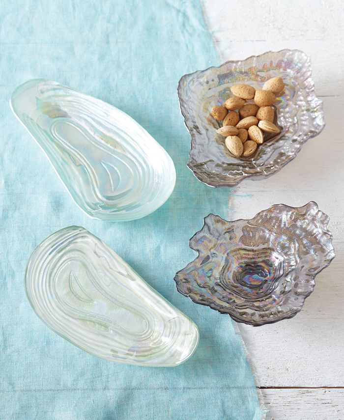 Two's Company Sea Glass Lustrous Shell Plates - Set of 4 - Macy's