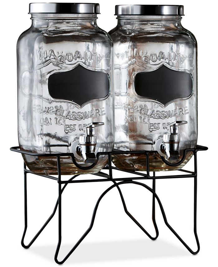 Style Setter Jay Imports Double Blackboard Glass Beverage Dispenser Set ...