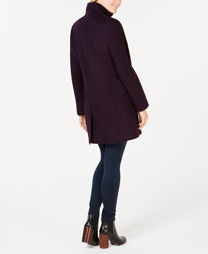 Calvin Klein Stand-Collar Wool-Blend Coat - Macy's