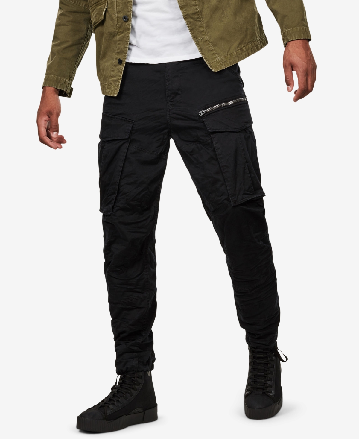 G-Star Raw Mens Rovic Zip 3D Straight Tapered Cargo Pant - Dark Black