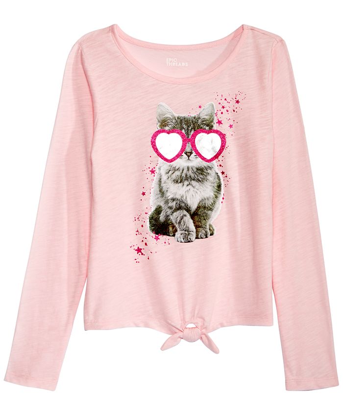 Epic Threads Big Girls Long-Sleeve Tie-Front T-Shirt, Created for Macy ...