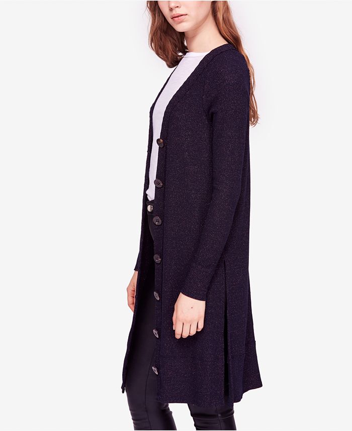 Free People Sparkly Button-Up Duster Cardigan - Macy's