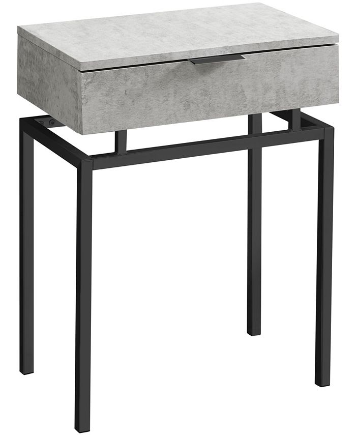 Monarch Specialties Black Nickel Metal 24"H Side Accent Table in Grey ...