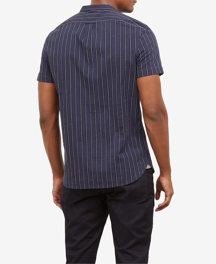 Kenneth Cole New York Kenneth Cole Men's Striped Band Collar Shirt - Macy's