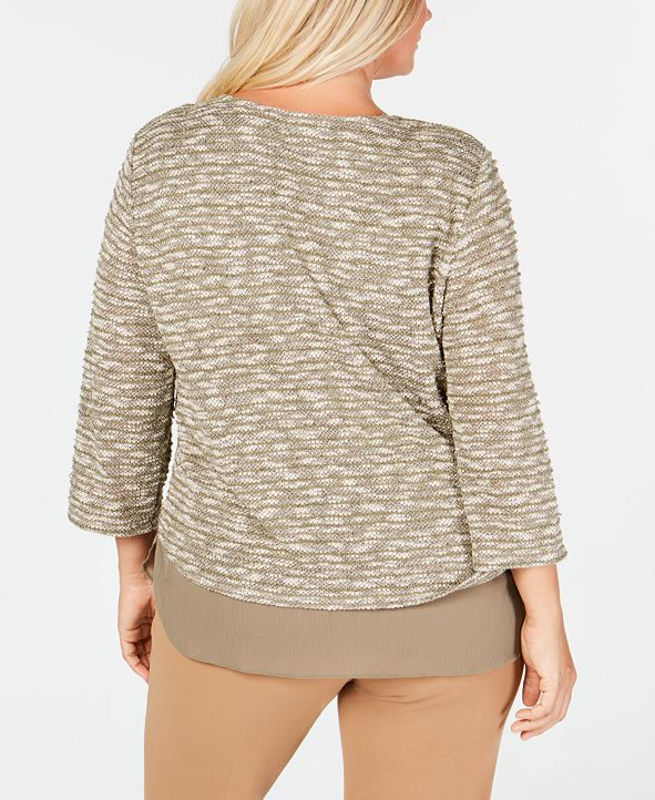 Alfred Dunner Plus Size Autumn in New York Layered-Look Knit Top ...