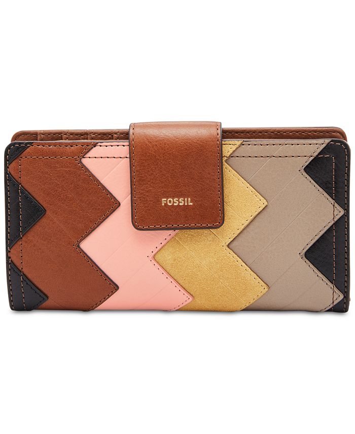 Fossil Logan Patchwork Leather Bifold Wallet - Macy's