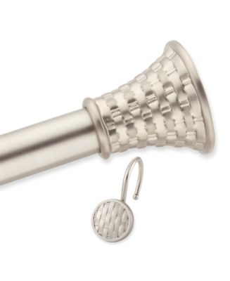 Woven Decorative Shower Rod and Hooks Set - Brush Nickel - Macy's
