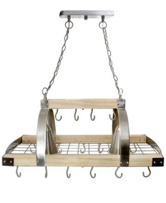 Elegant Designs 2 Light Kitchen Wood Pot Rack with Downlights - Macy's