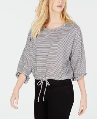Almost Famous Juniors' Striped Drawstring Top - Macy's