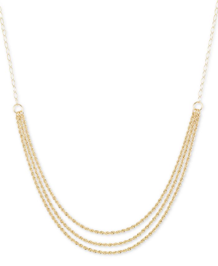 Italian Gold 18" Triple-Strand Rope Chain Necklace (15mm) in 14k Gold ...