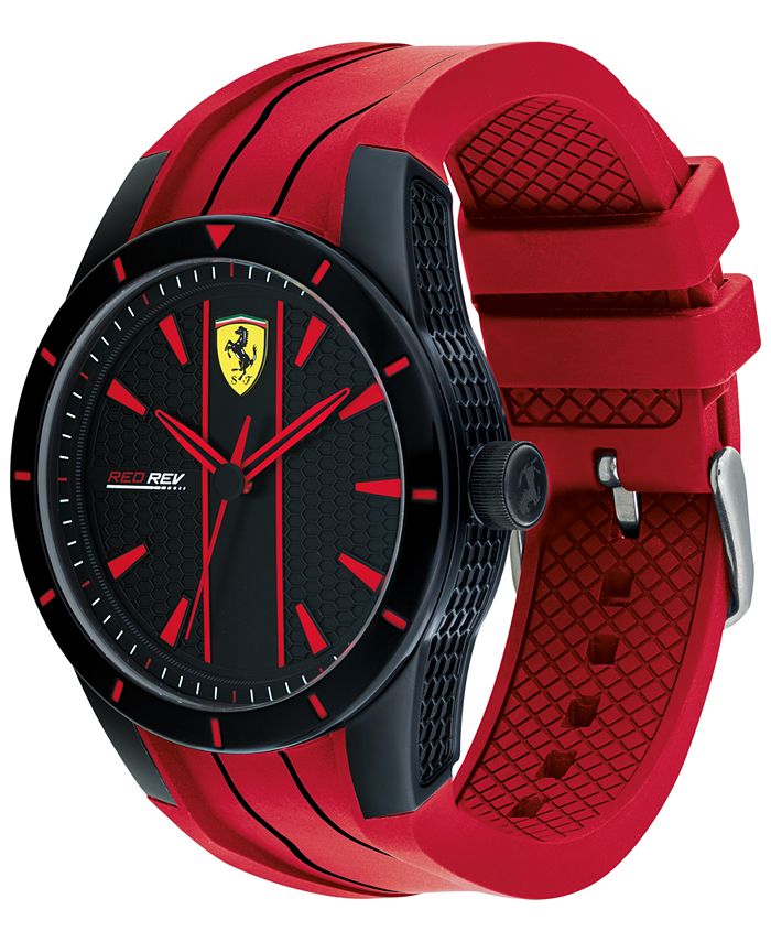 Ferrari Men's Red Rev Red Silicone Strap Watch 44mm - Macy's