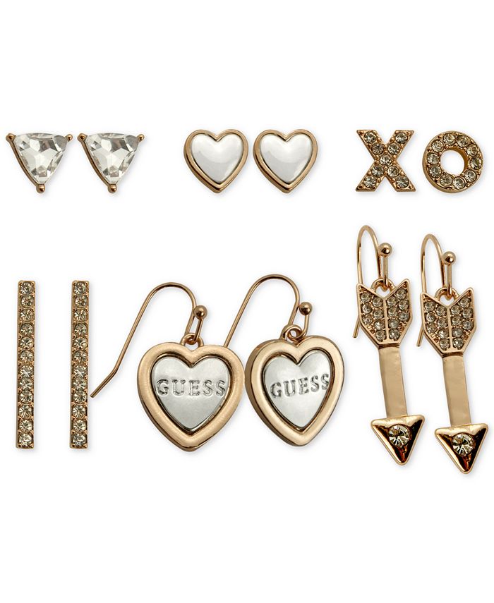 GUESS Two-Tone 6-Pc. Stud Earrings Set - Macy's