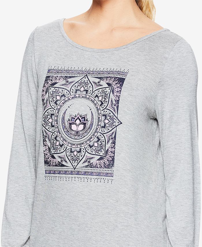 Gaiam Hailey Graphic Strappy-Back Long-Sleeve T-Shirt - Macy's