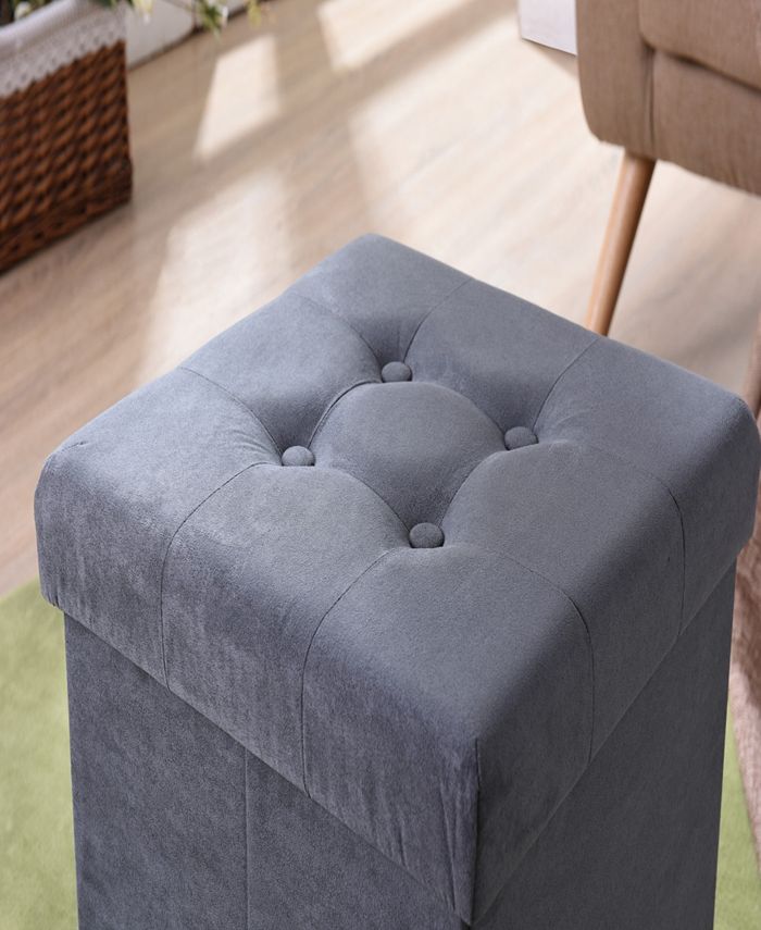 Hodedah Cube, Foldable, Suede, Storage Ottoman in Grey - Macy's