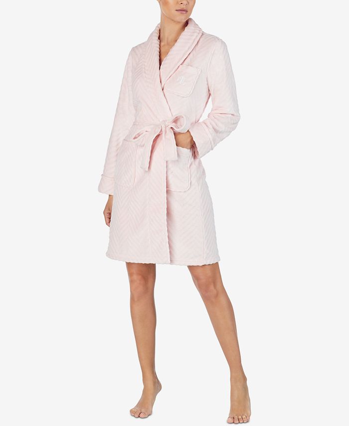 Lauren Ralph Lauren Textured Short Wrap Robe - Macy's