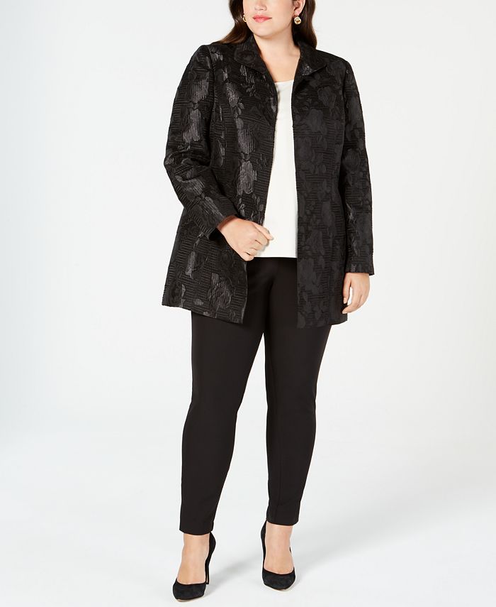 Kasper Plus Size Floral-Jacquard Suit Jacket - Macy's Kasper Plus Size Floral-Jacquard Suit Jacket - Macy's