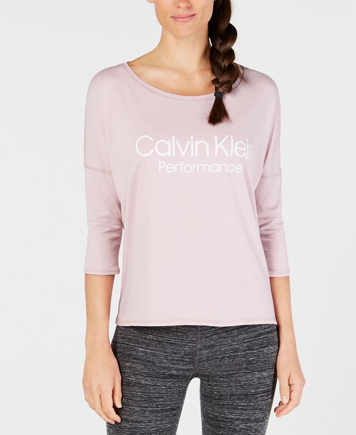 Calvin Klein Logo Dolman-Sleeve Top - Macy's