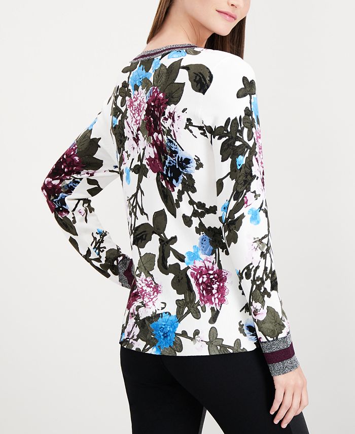 INC International Concepts I.N.C. Floral Varsity Stripe Top, Created ...