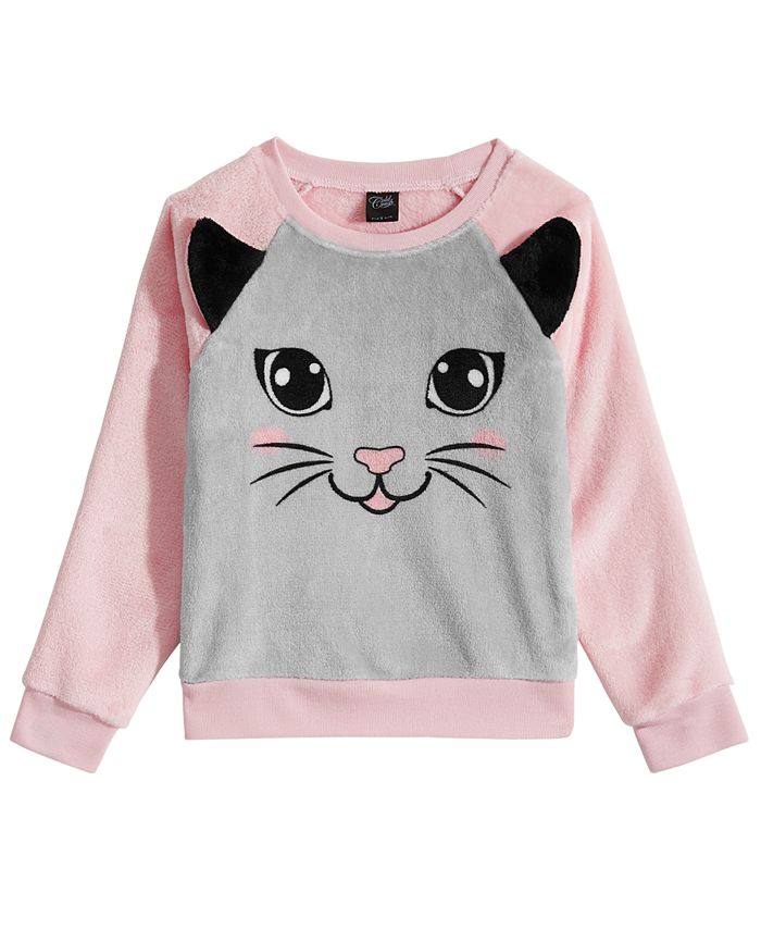 Awake Toddler Girls Cat-Print Faux-Fur Sweater - Macy's