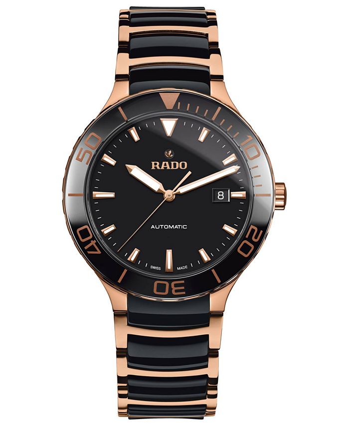 Rado Men's Swiss Automatic Centrix Rose Gold-Tone PVD Stainless Steel ...