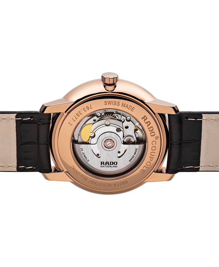 Rado Men's Swiss Automatic Coupole Classic Dark Brown Leather Strap ...