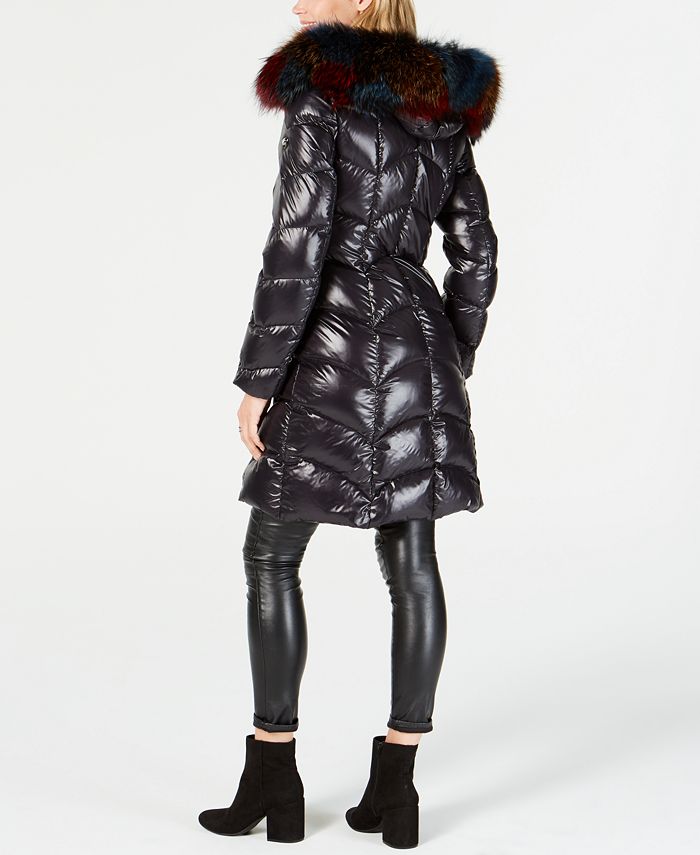 1 Madison Expedition Fox-Fur-Trim Hooded Down Coat - Macy's