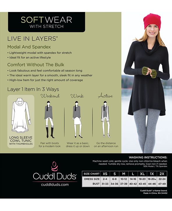 Cuddl Duds Plus Size Softwear Stretch Cowl-Neck Tunic & Reviews ...