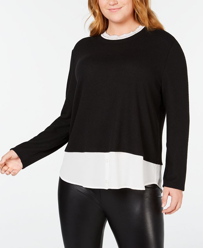 Monteau Trendy Plus Size Layered-Look Top - Macy's