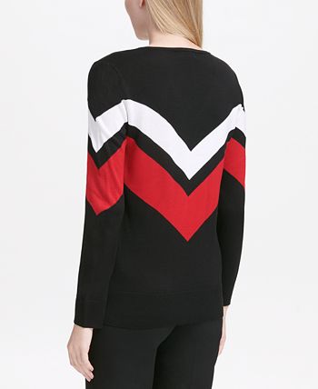 Calvin Klein V-Neck Chevron Sweater - Macy's