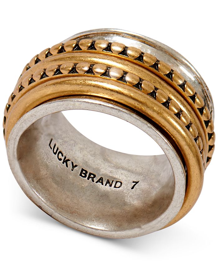 Lucky Brand Two-Tone Textured Stack Ring - Macy's